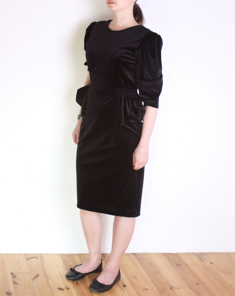 80's velvet dress basque bodice 80's black velvet | Etsy