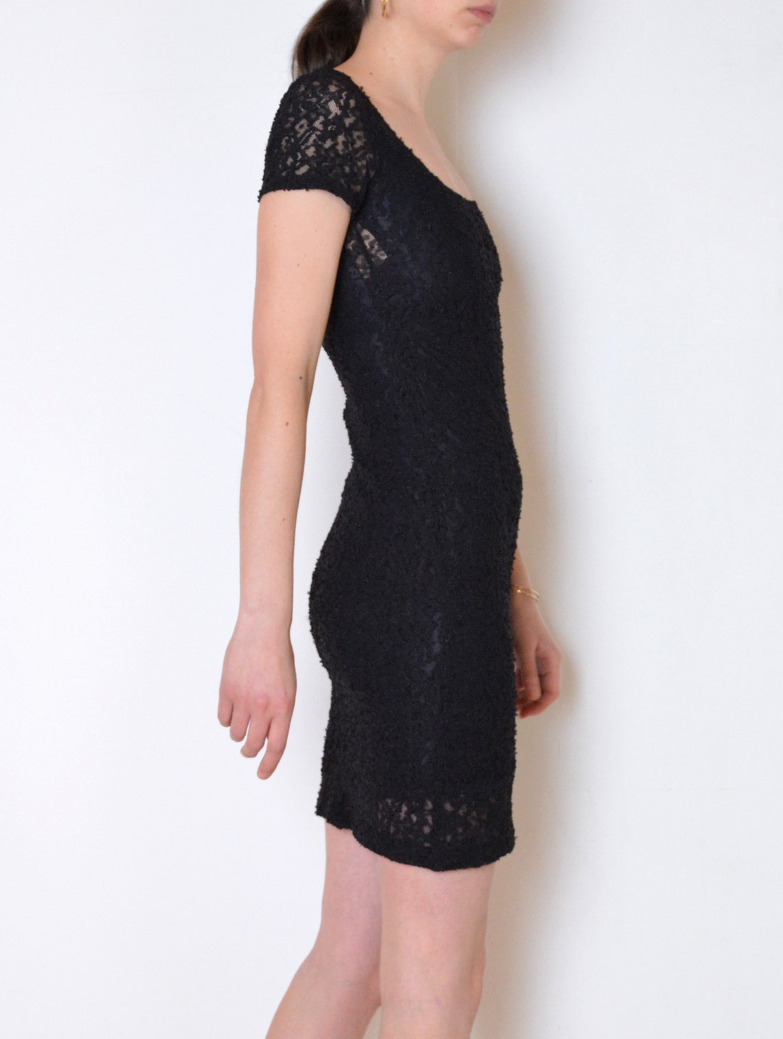 90's Lace Bodycon Dress Layered Dress Openwork Retro - Etsy