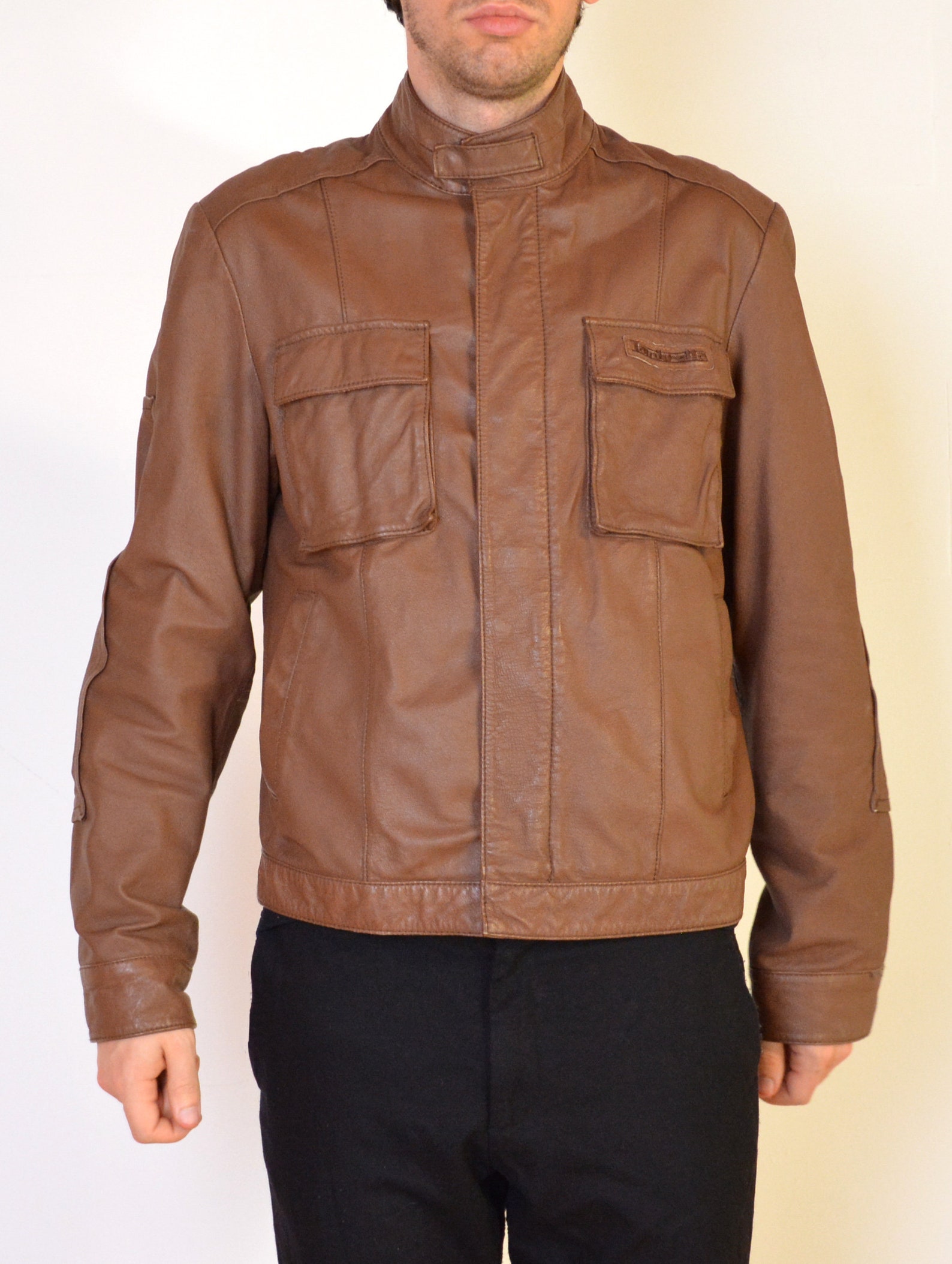 90's Lambretta Leather Jacket, Vintage Brown Leather Jacket, Scooter ...