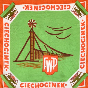 60's Polish Health Spa Scarf, Graduation Tower Retro Print Scarf ...