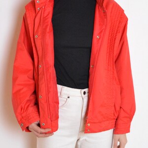 80s Red Jacket With Quilted Detail, Vintage Retro Hooded Windbreaker ...