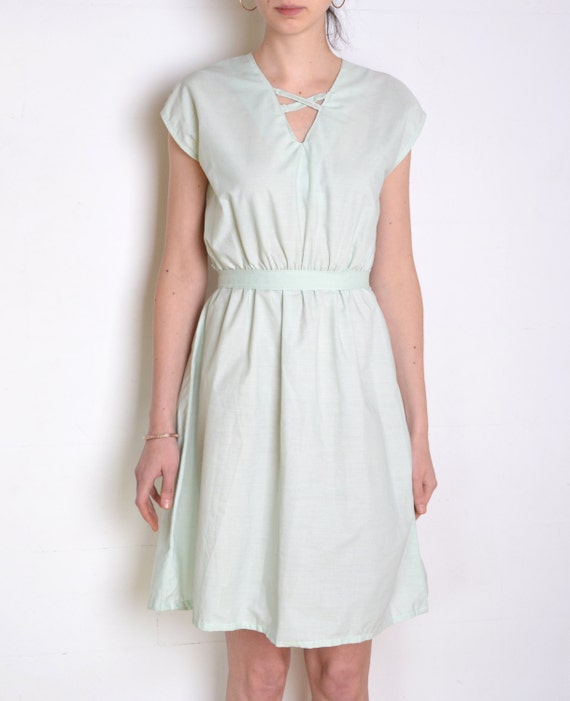 80's mint green tea dress, pistachio pastel light gre… - Gem