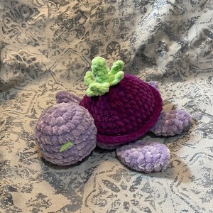 Crocheted Grape Turtle Fruit Amigurumi Stuffed Animal Plushies - Etsy