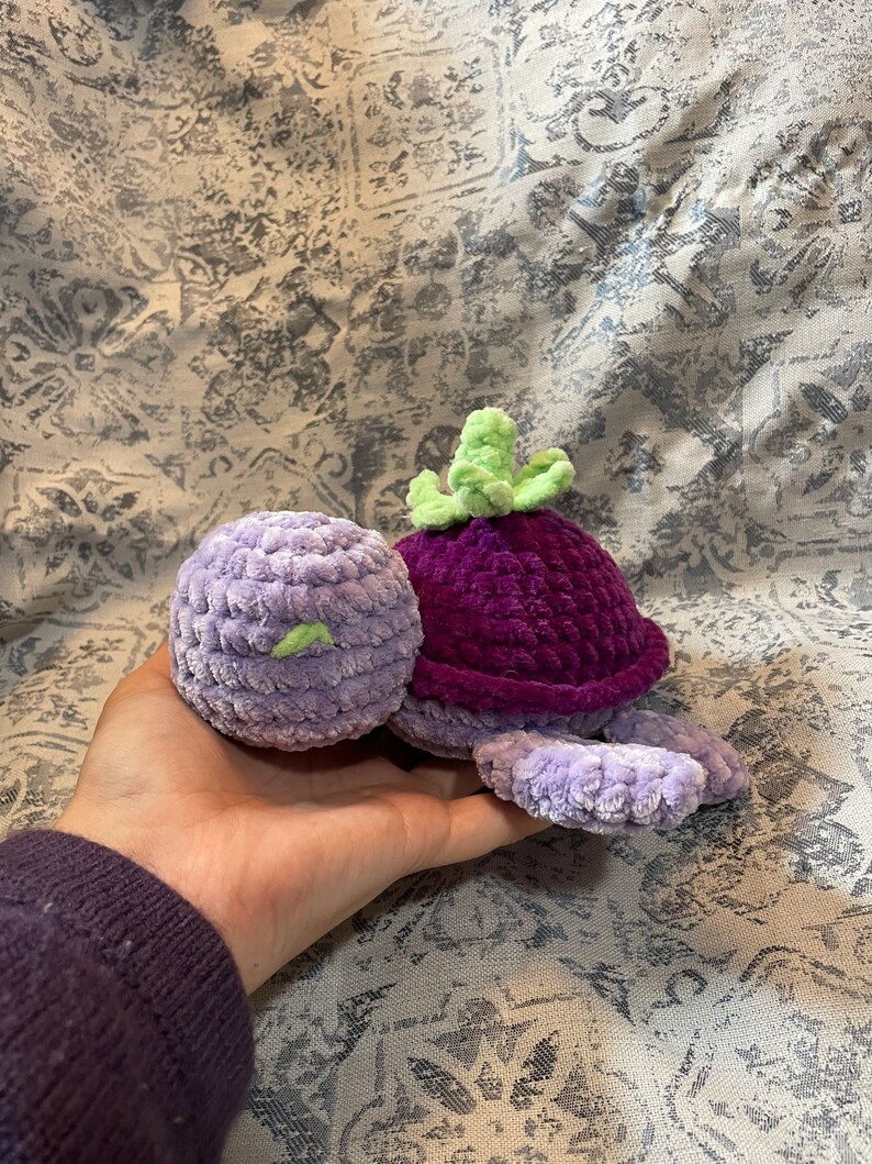 Crocheted Grape Turtle Fruit Amigurumi Stuffed Animal Plushies - Etsy