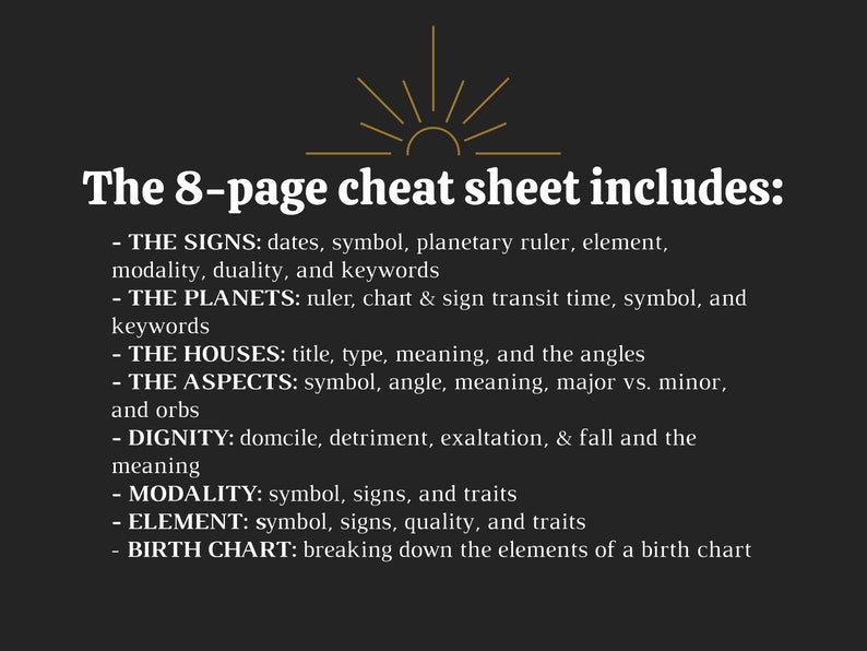 Astrology Cheat Sheet, Astrology Reference Guide for Beginners, Basics ...