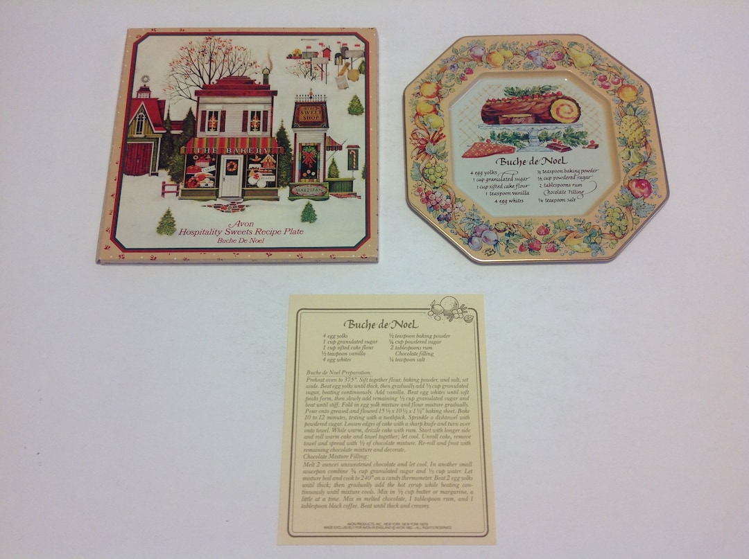 Avon Vintage 1982 Hospitality Sweets Recipe Plate Buche De Noel With ...