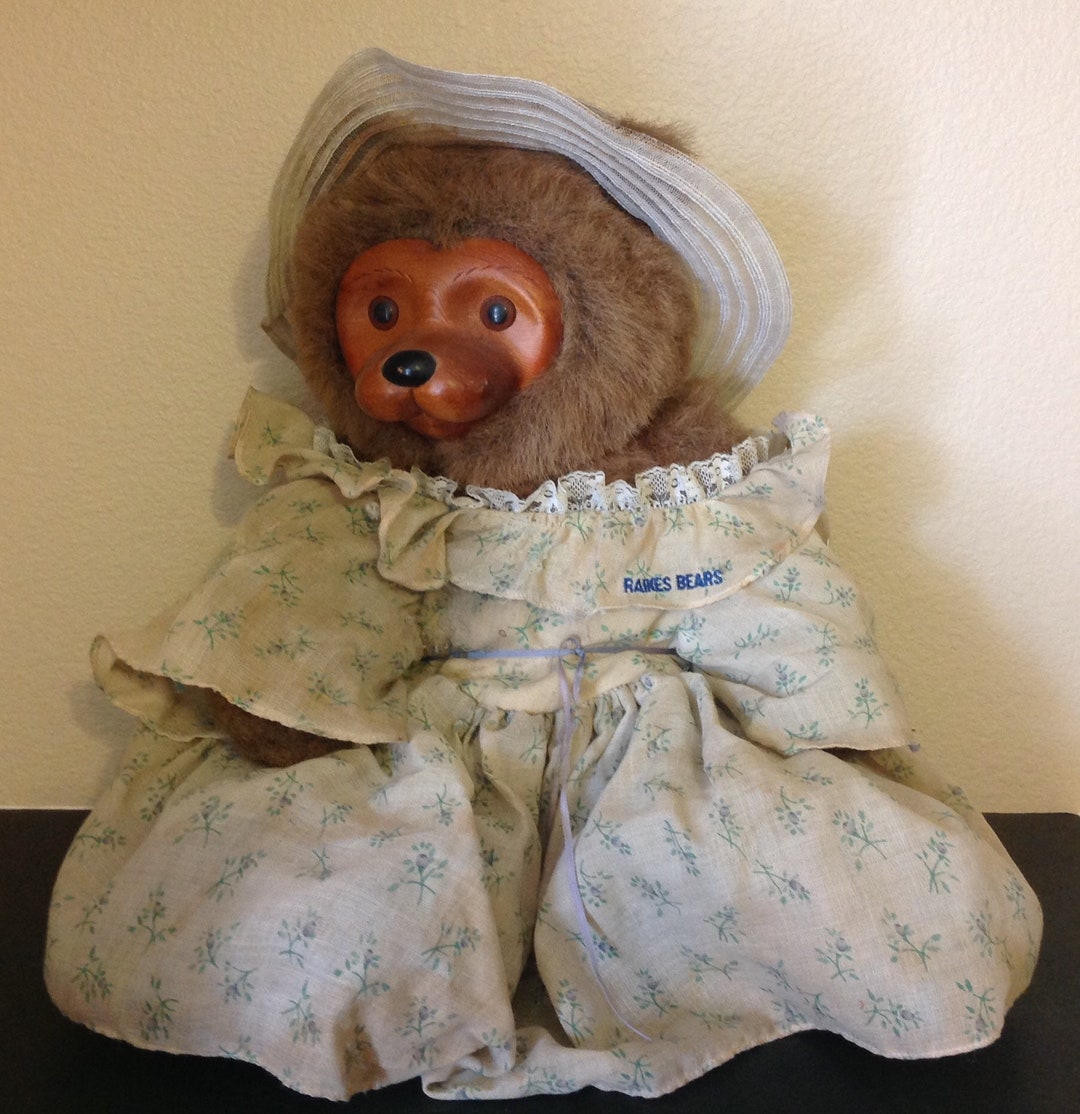 Vintage 1980s Robert Raikes Bear 14.5 Brown Bonnet Dress - Etsy
