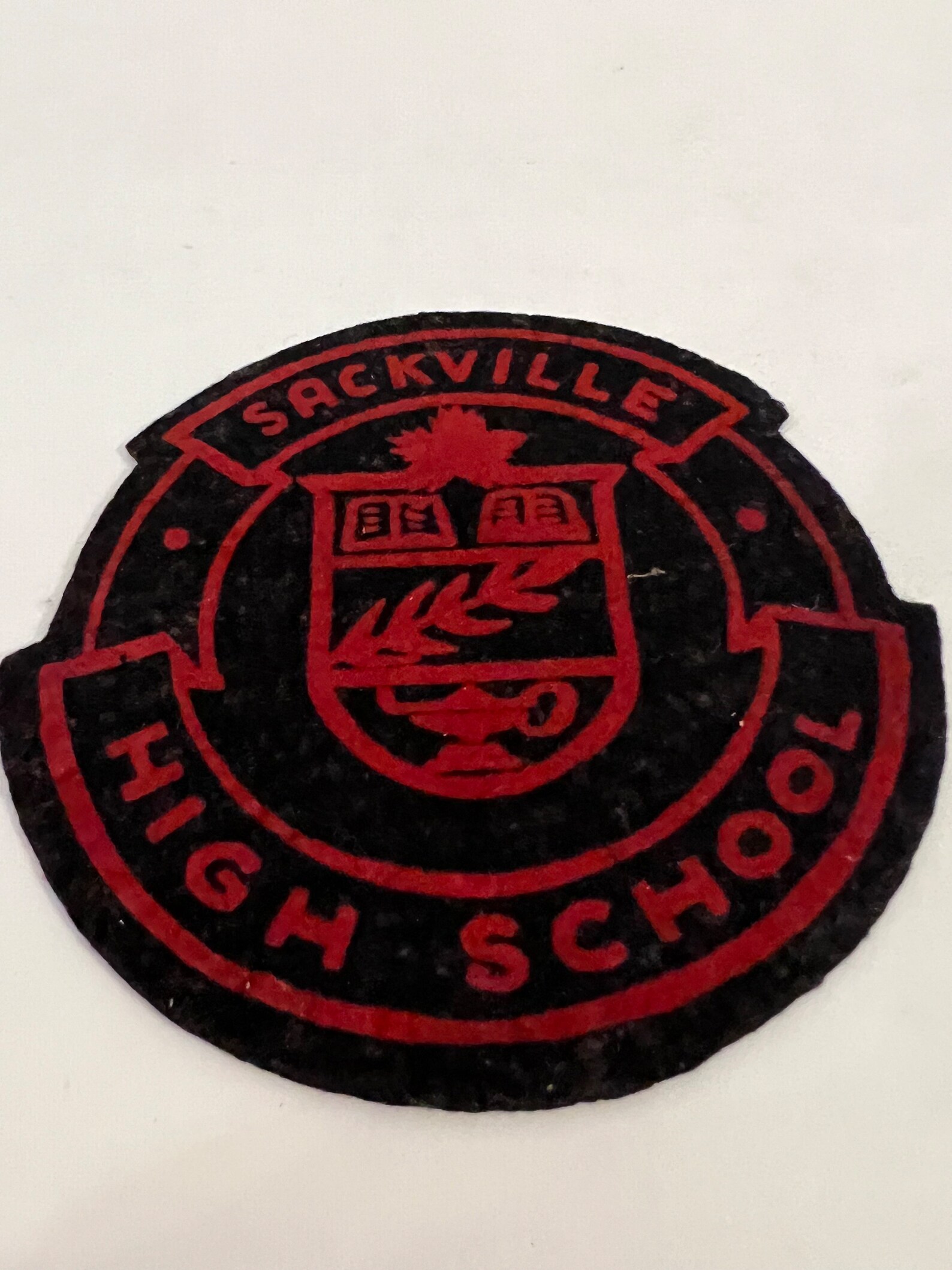 Sackville High School VTG Felt Patch 4.75” Black Red School Crest ...