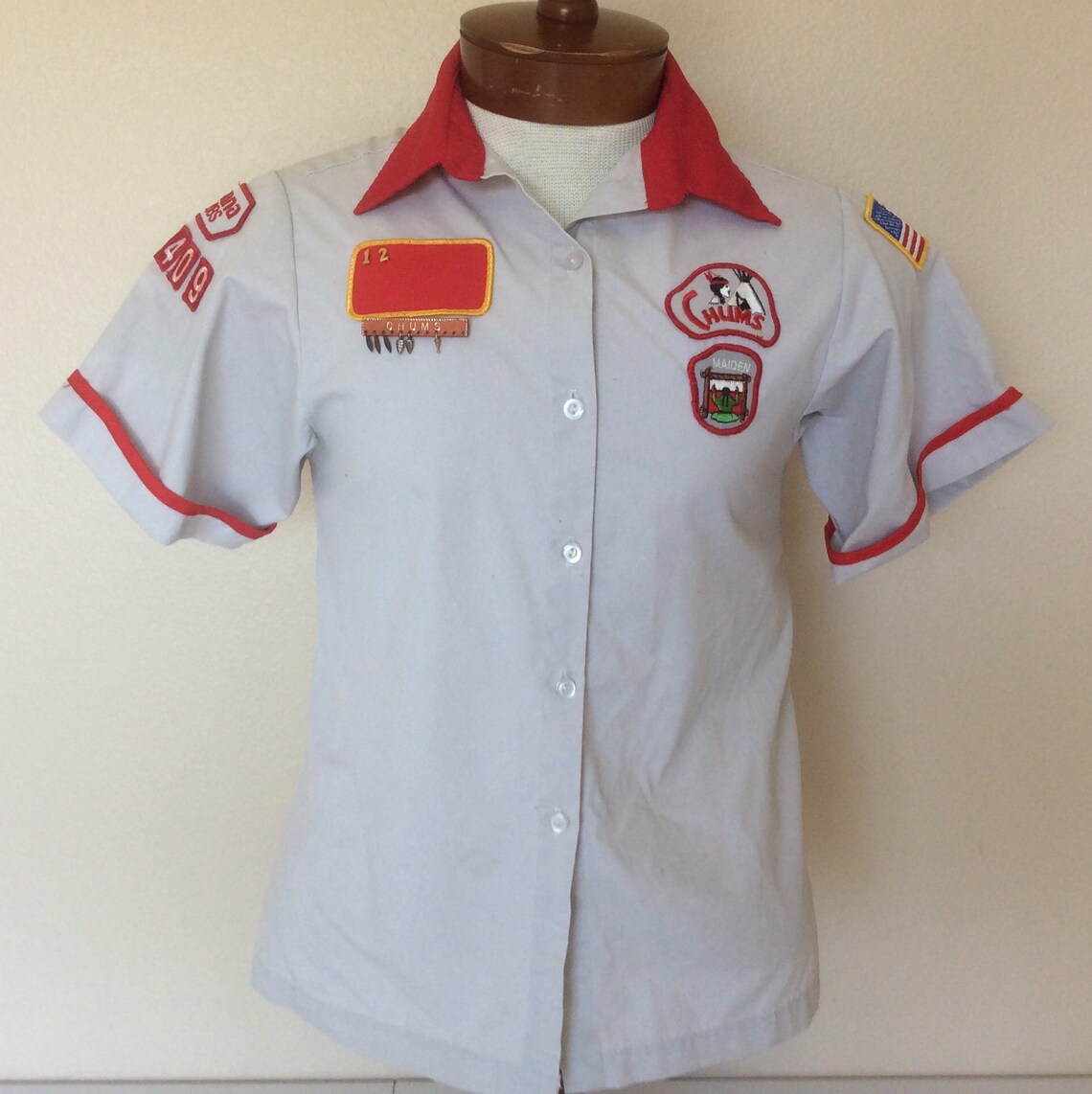 Vintage 80s Awana Uniform Shirt Gray Button Front W/patches & | Etsy