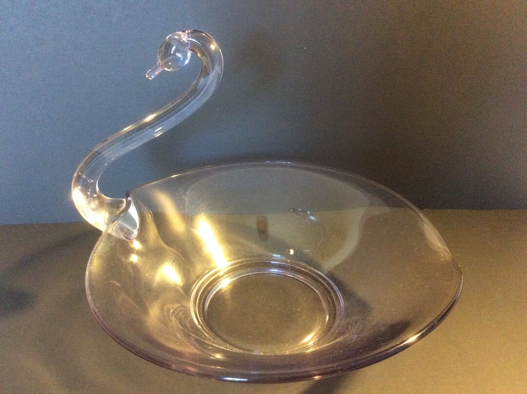 Vintage Duncan Miller Elegant Glass Large Swan 12 Purple - Etsy