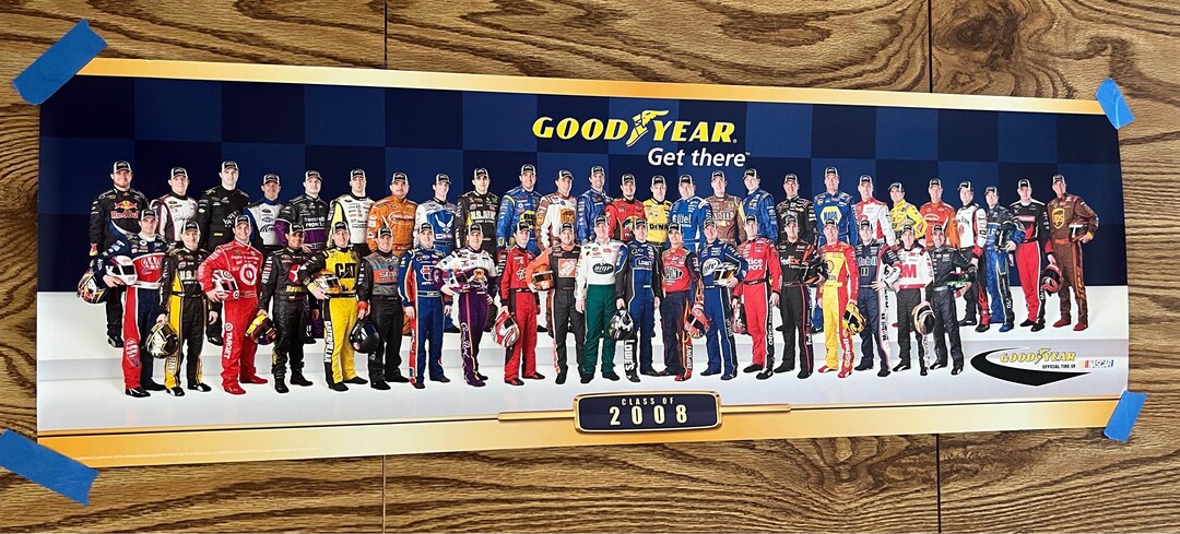 Goodyear NASCAR Class of 2008 Poster 11x34 Driver Lineup - Etsy