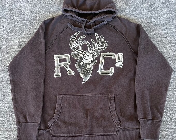 Roebuck & Co Hoodie Mens Black Deer Logo Pullover Hunting Sweatshirt - Etsy