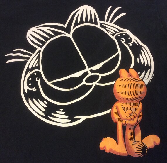 Vintage 1995 Distressed Garfield Graphic T Shirt Blac… - Gem