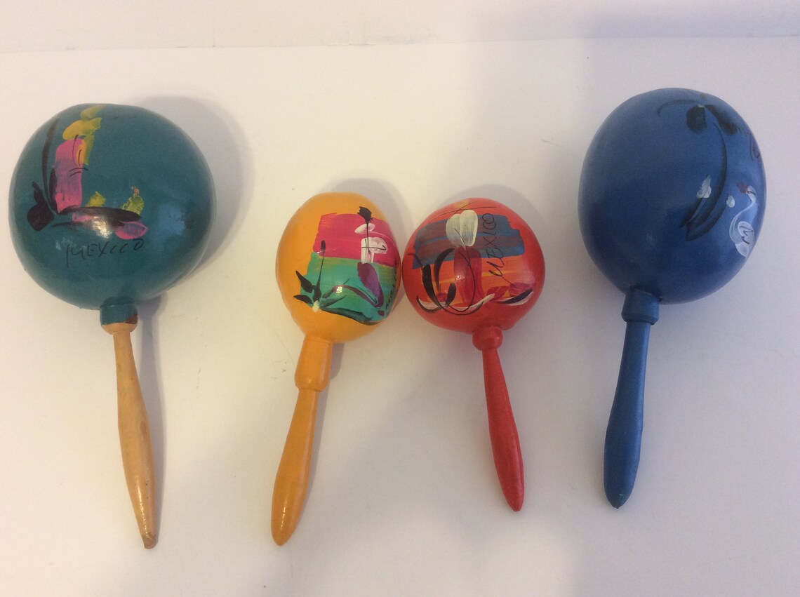 Vintage Maracas Percussion Shakers Mexico Souvenir Hand - Etsy