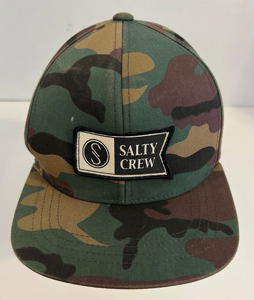 Salty Crew Hat Snapback Green Camo Patch Logo Fishing Outdoors - Etsy