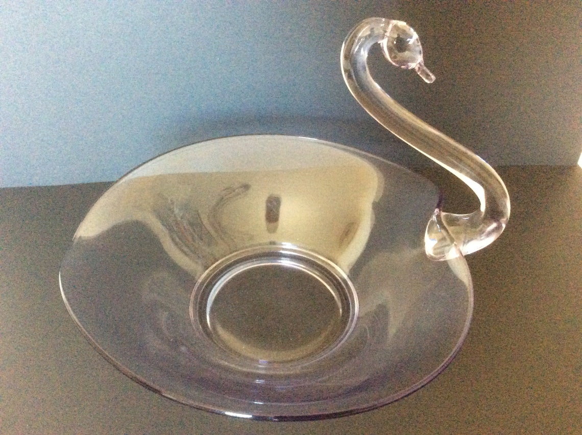 Vintage Duncan Miller Elegant Glass Large Swan 12 Purple | Etsy