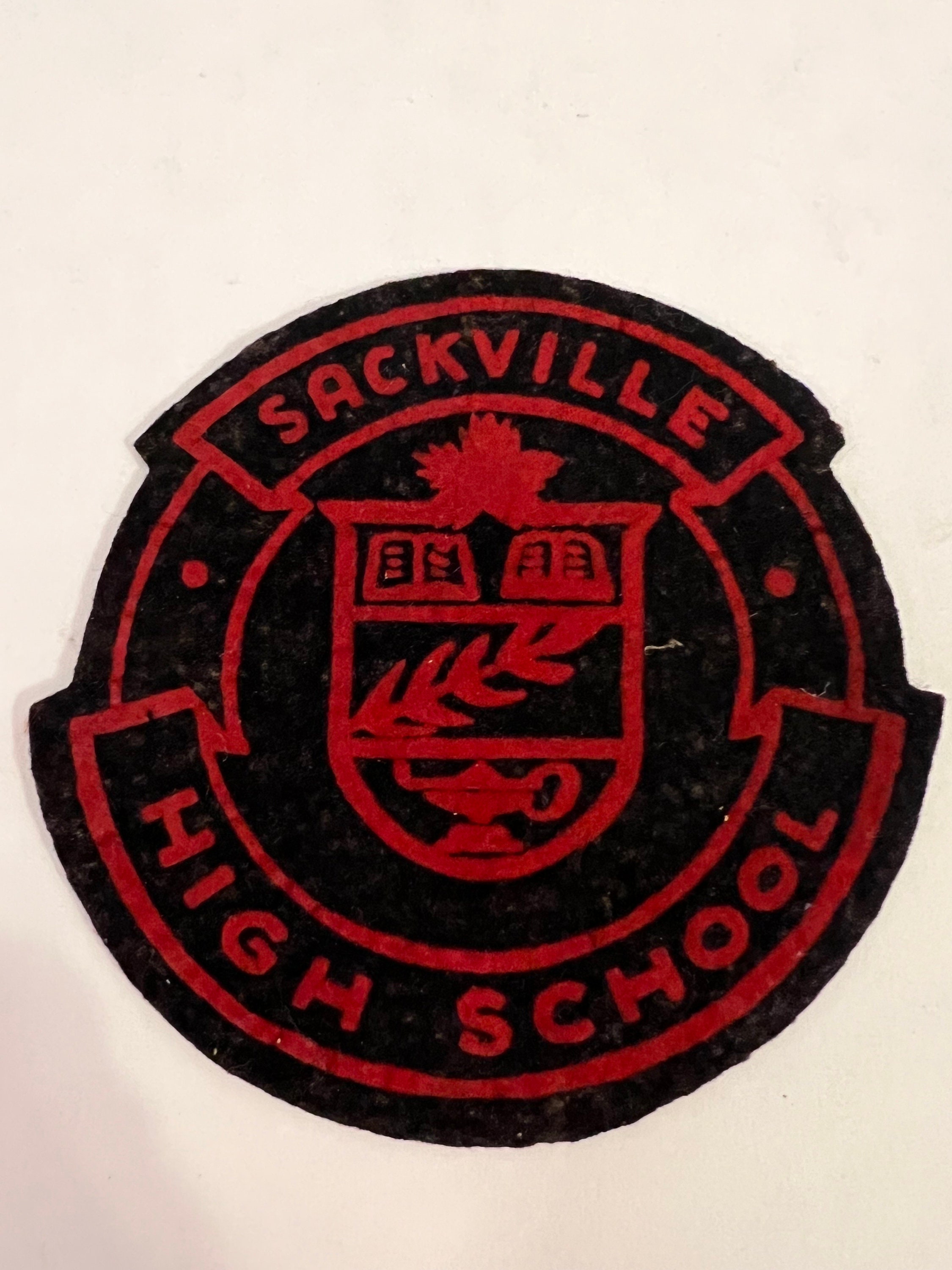 Sackville High School VTG Felt Patch 4.75” Black Red School Crest ...