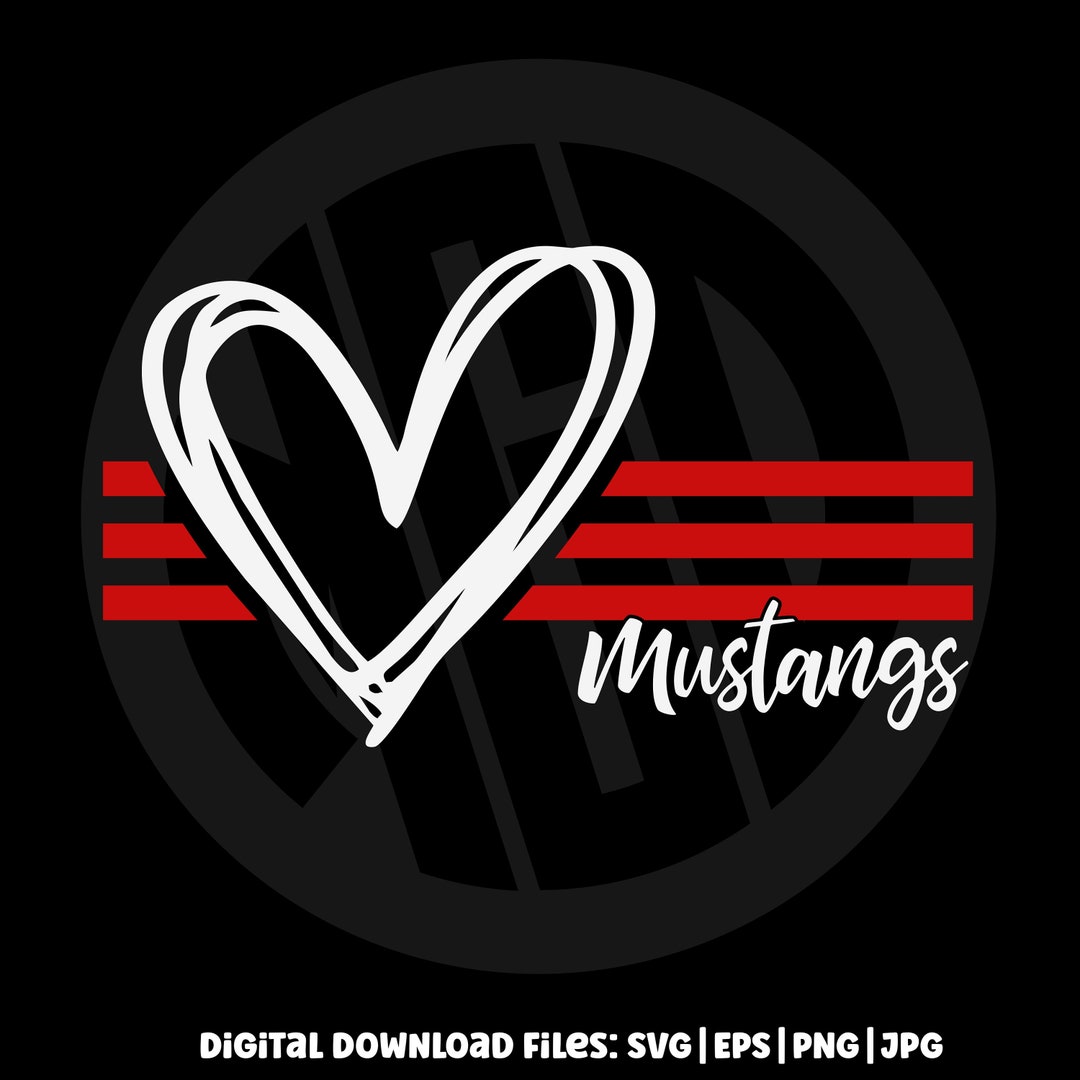 Mustangs SVG | Vinyl Cut File Mascot and Heart | Digital Download ...