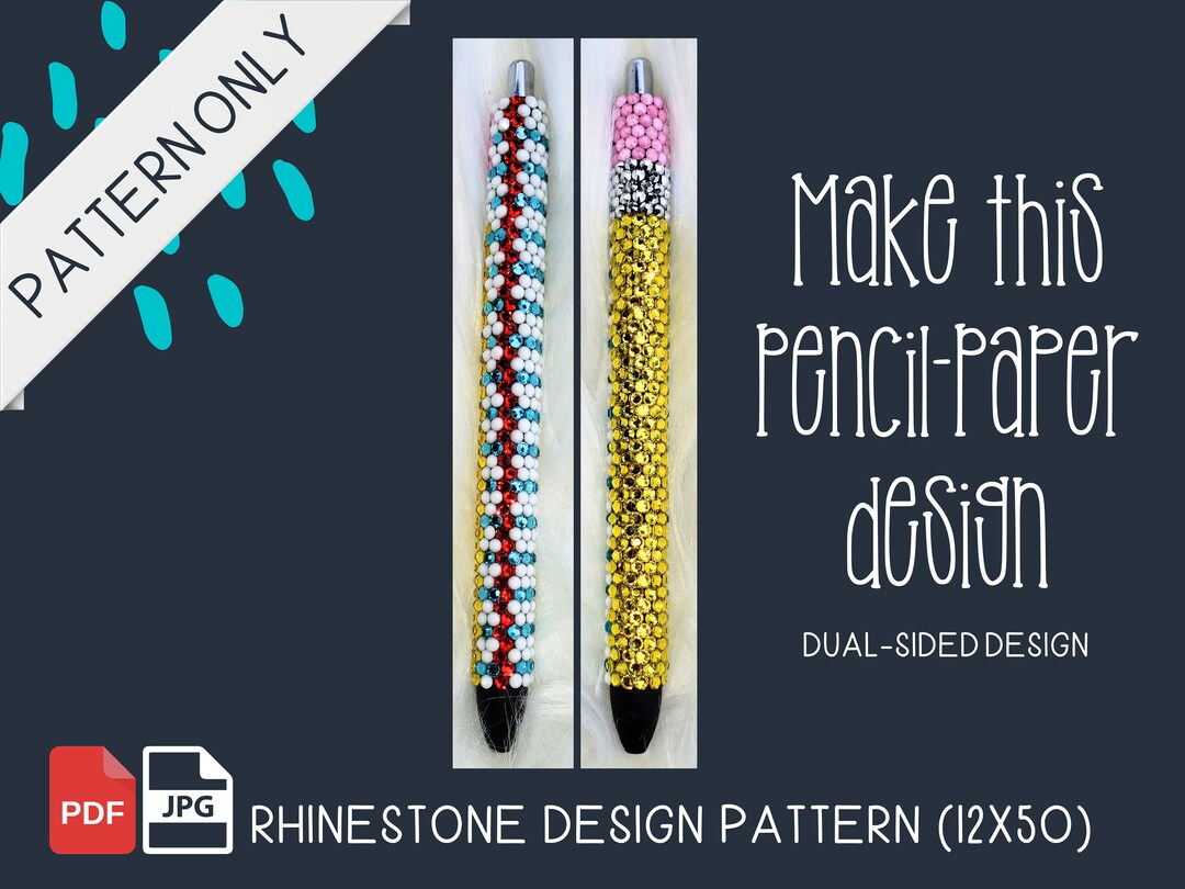 Rhinestone Pen Template, Pencil & Paper Pattern, Flatback Rhinestone ...