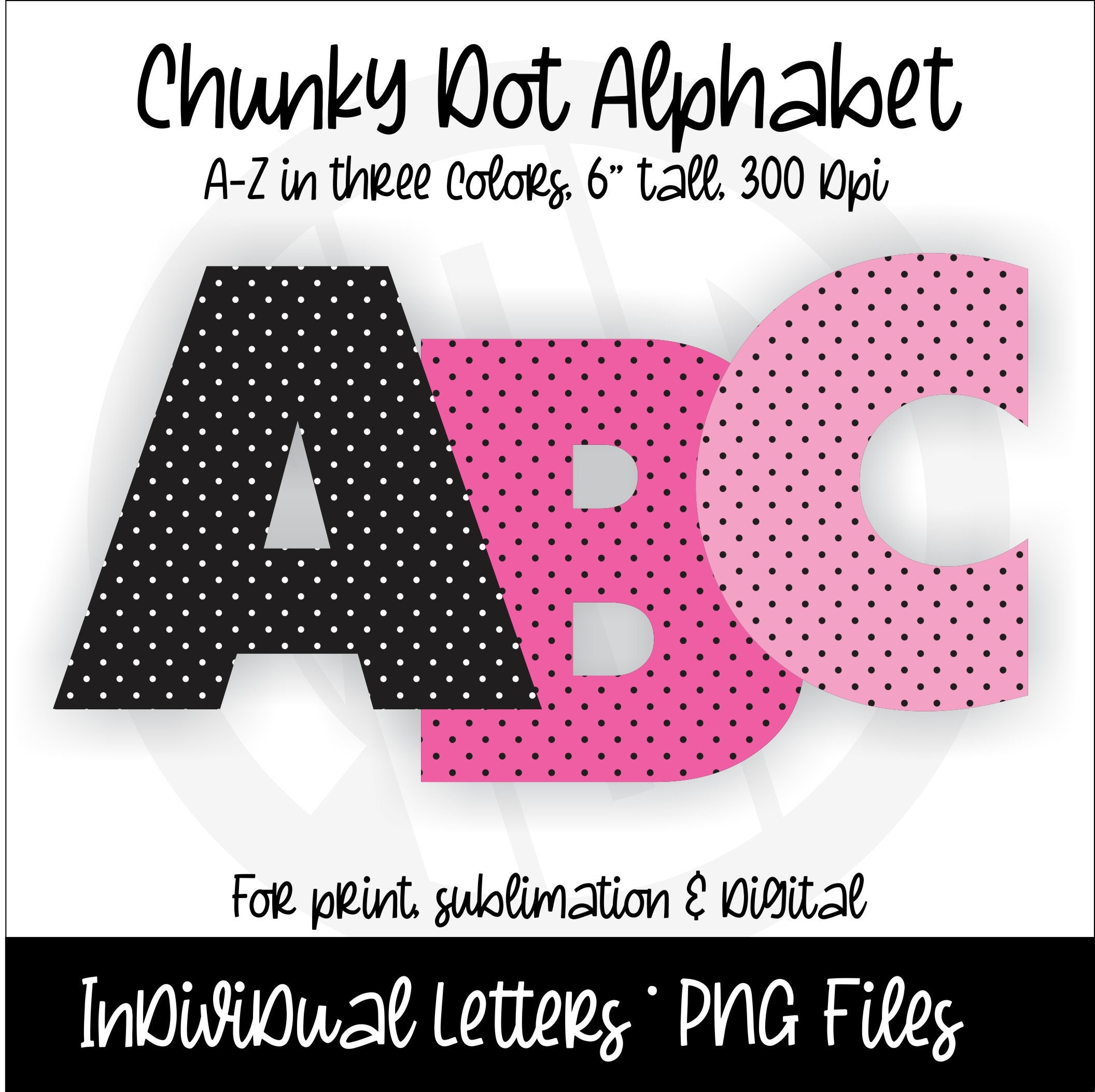 Chunky Dot Alphabet PNG letters for print and sublimation | Etsy