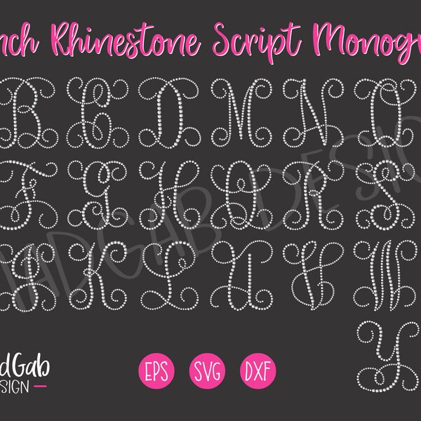 Script Rhinestone Letters Svg - Etsy