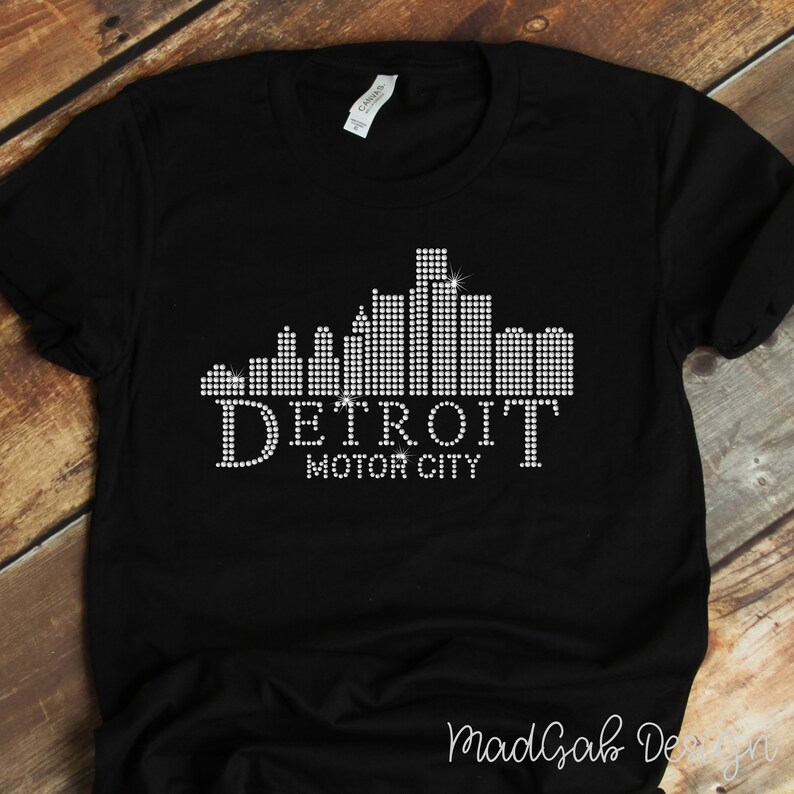 Detroit Skyline Rhinestone SVG Rhinestone Template Detroit | Etsy