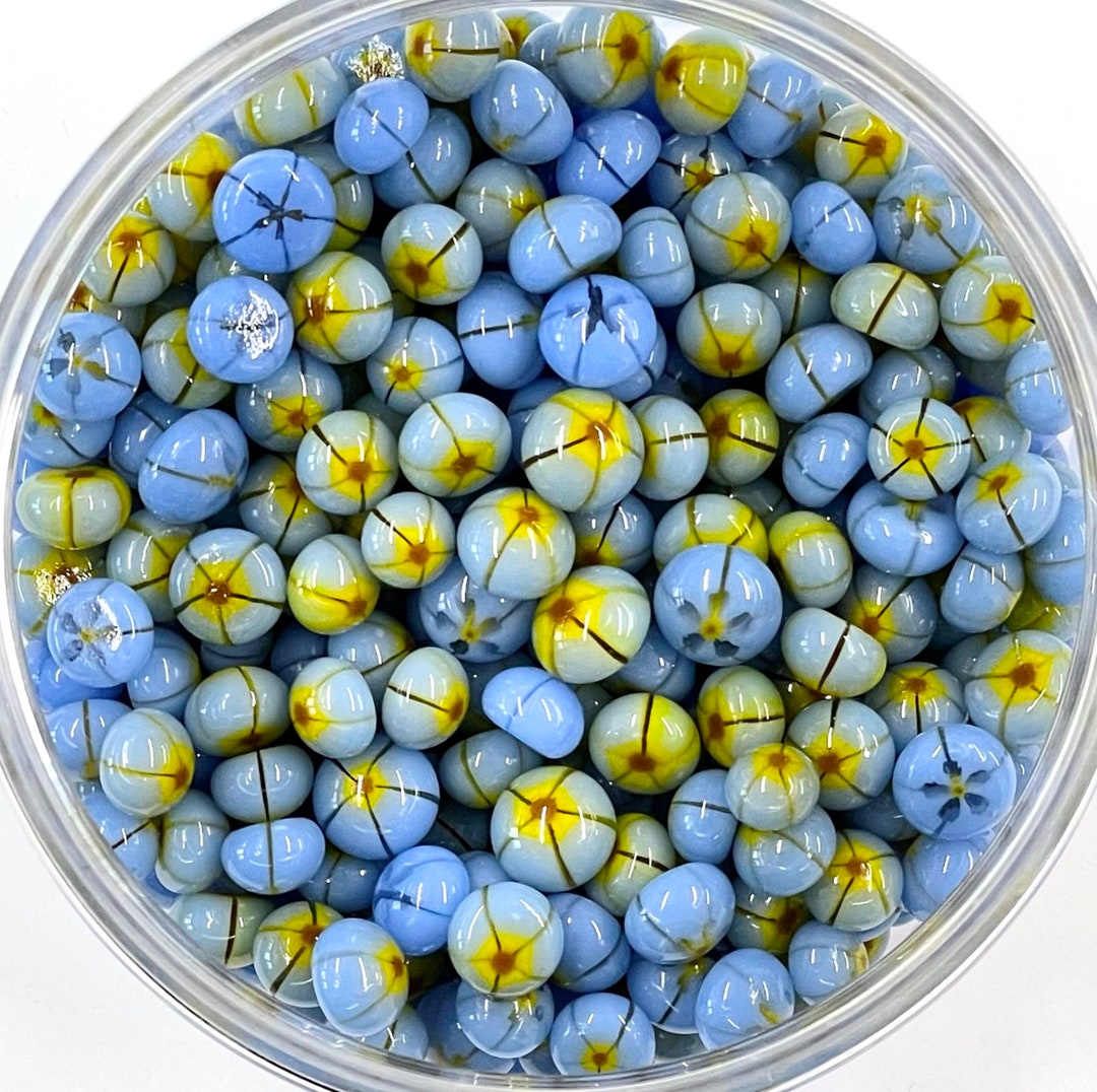 Decorative Dots Blue & Yellow Flower, Bullseye Glass 90coe 15g - Etsy