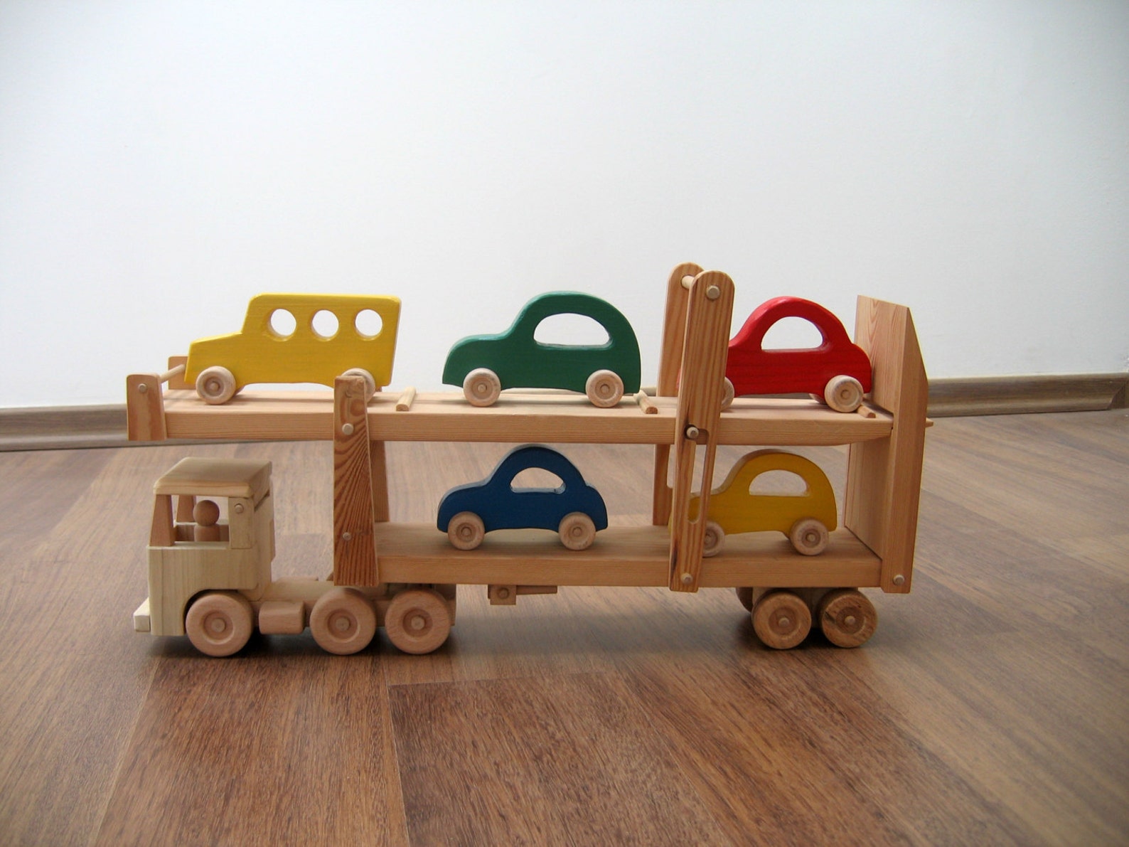 Hailey the Car Hauler - a Wooden Toy Truck With Movable Ramps - Five ...