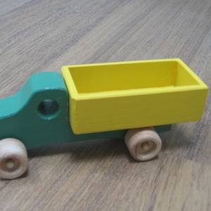 Mini Wooden Green and Yellow Toy Truck - Eco-friendly Toy for Kids and ...
