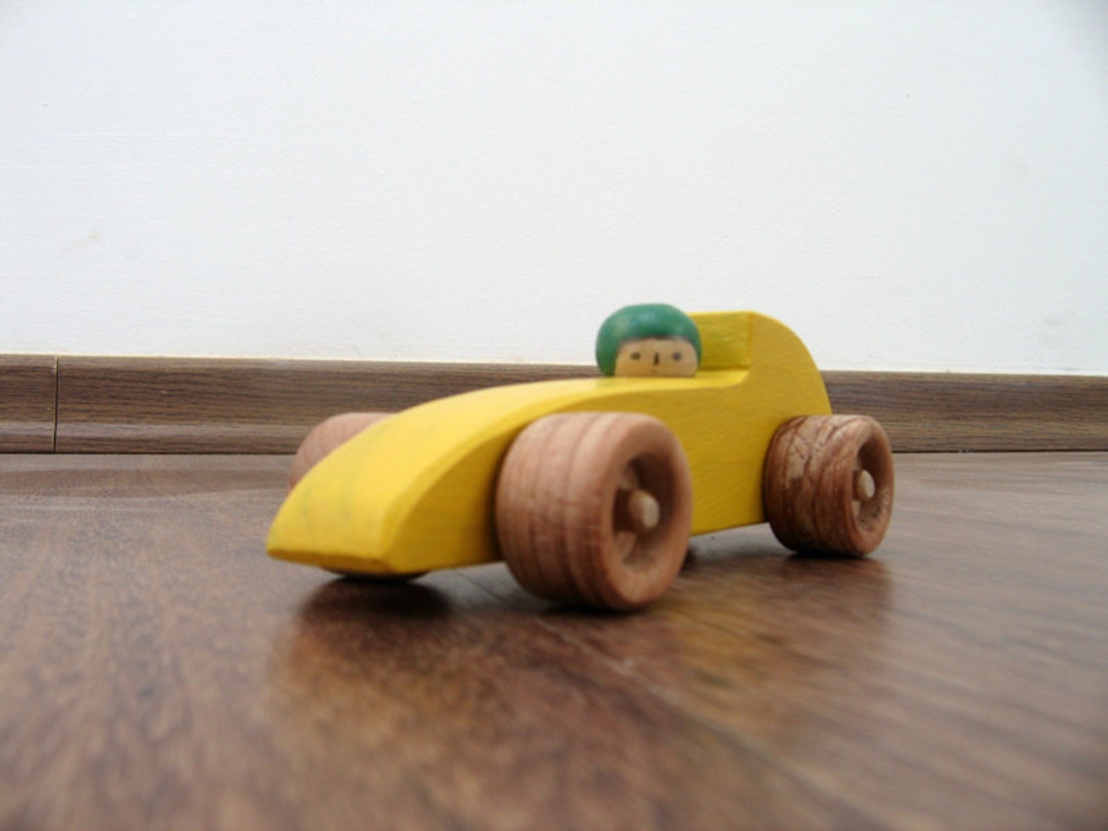 Wooden Sports Car Yellow Racing Car Toy Peg Driver With - Etsy