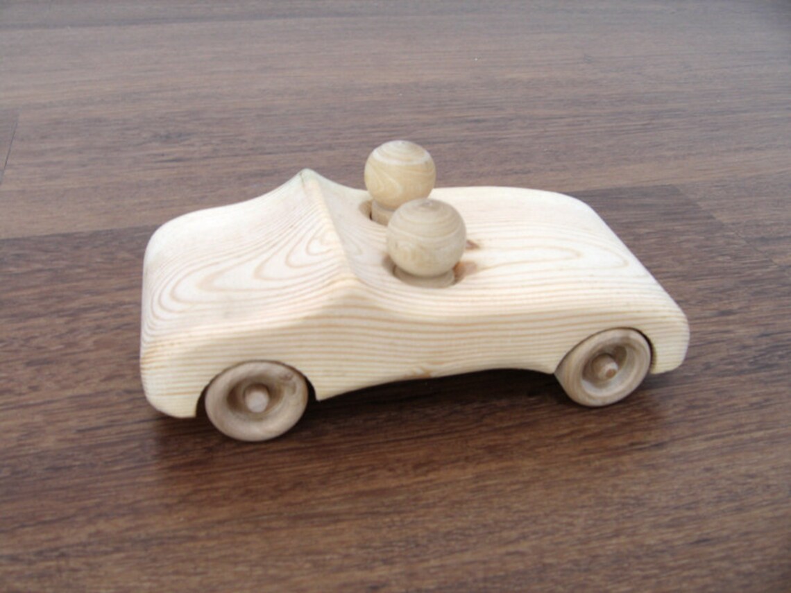 Handcrafted Wooden Car Toy Car With Two Peg People Natural Finish ...
