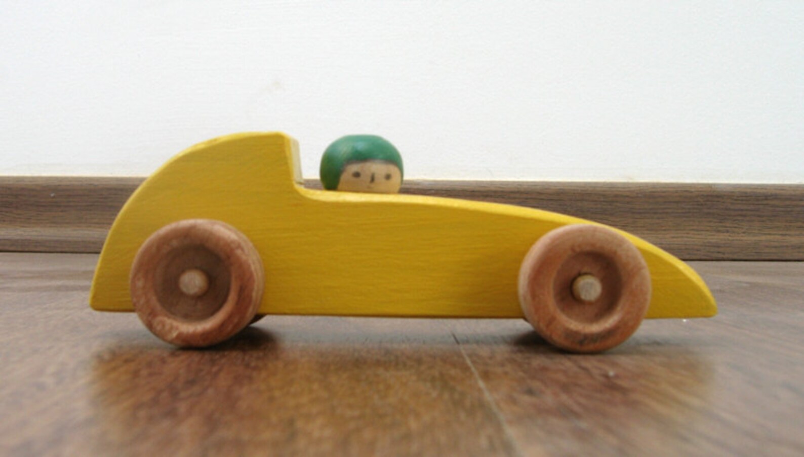 Wooden Sports Car Yellow Racing Car Toy Peg Driver With - Etsy
