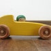 Wooden Sports Car - Yellow Racing Car Toy - Peg Driver With Green ...