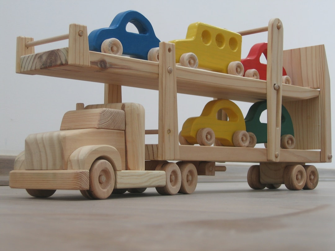 Hailey the Car Hauler a Wooden Toy Truck With Movable Ramps - Etsy