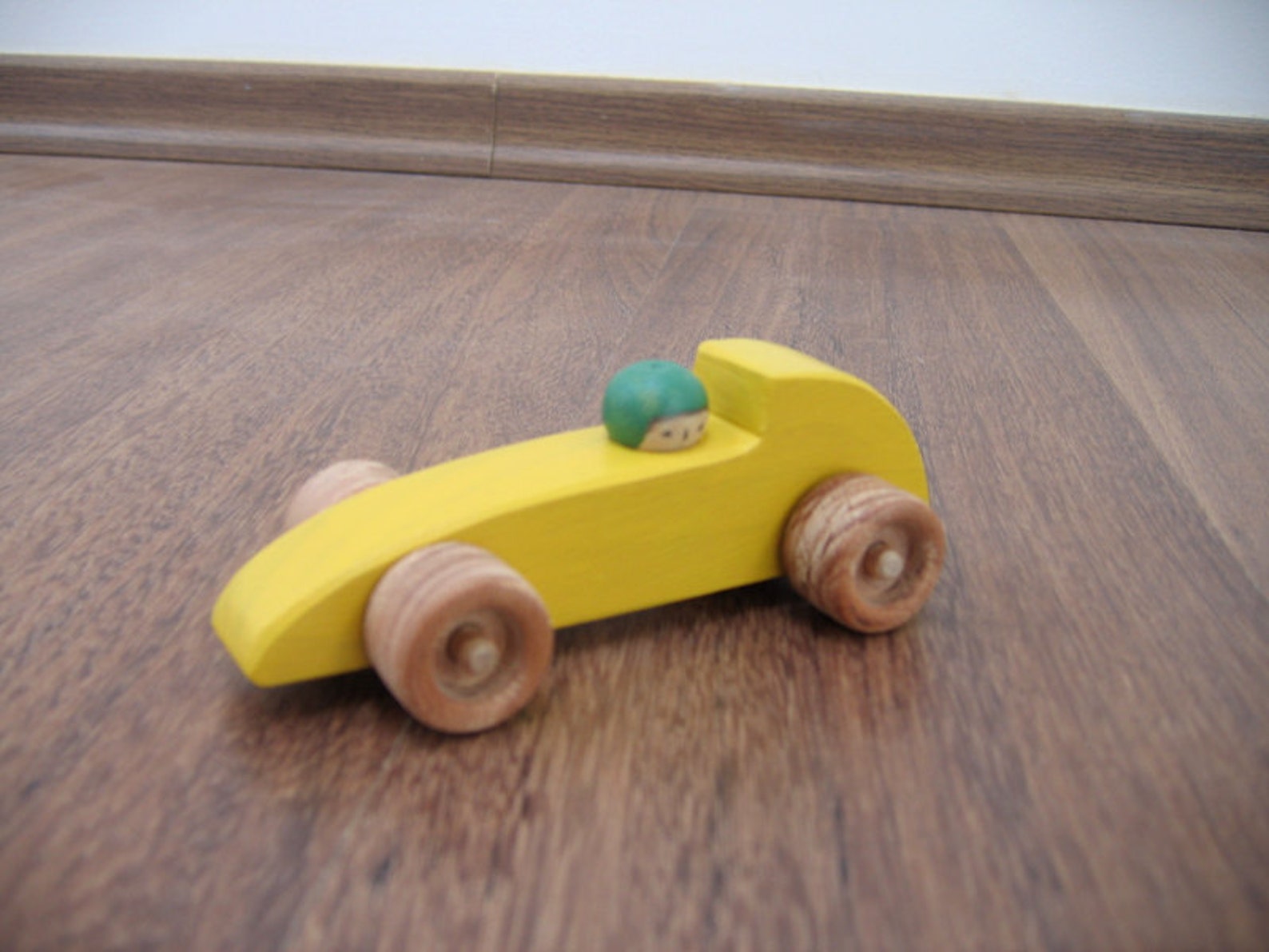 Wooden Sports Car Yellow Racing Car Toy Peg Driver With - Etsy