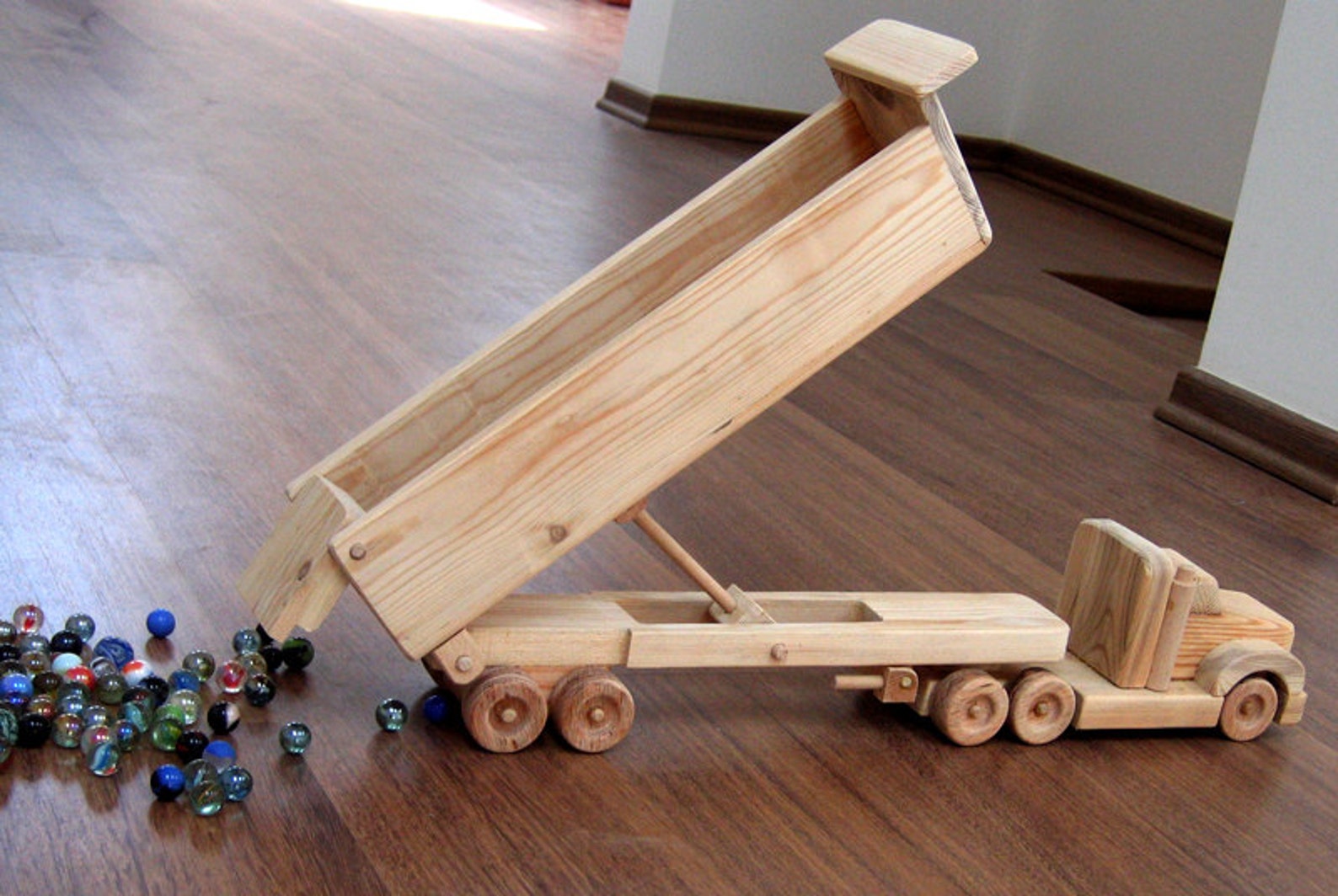 Daphne the Dump Truck a Wooden Toy With Movable Bed - Etsy