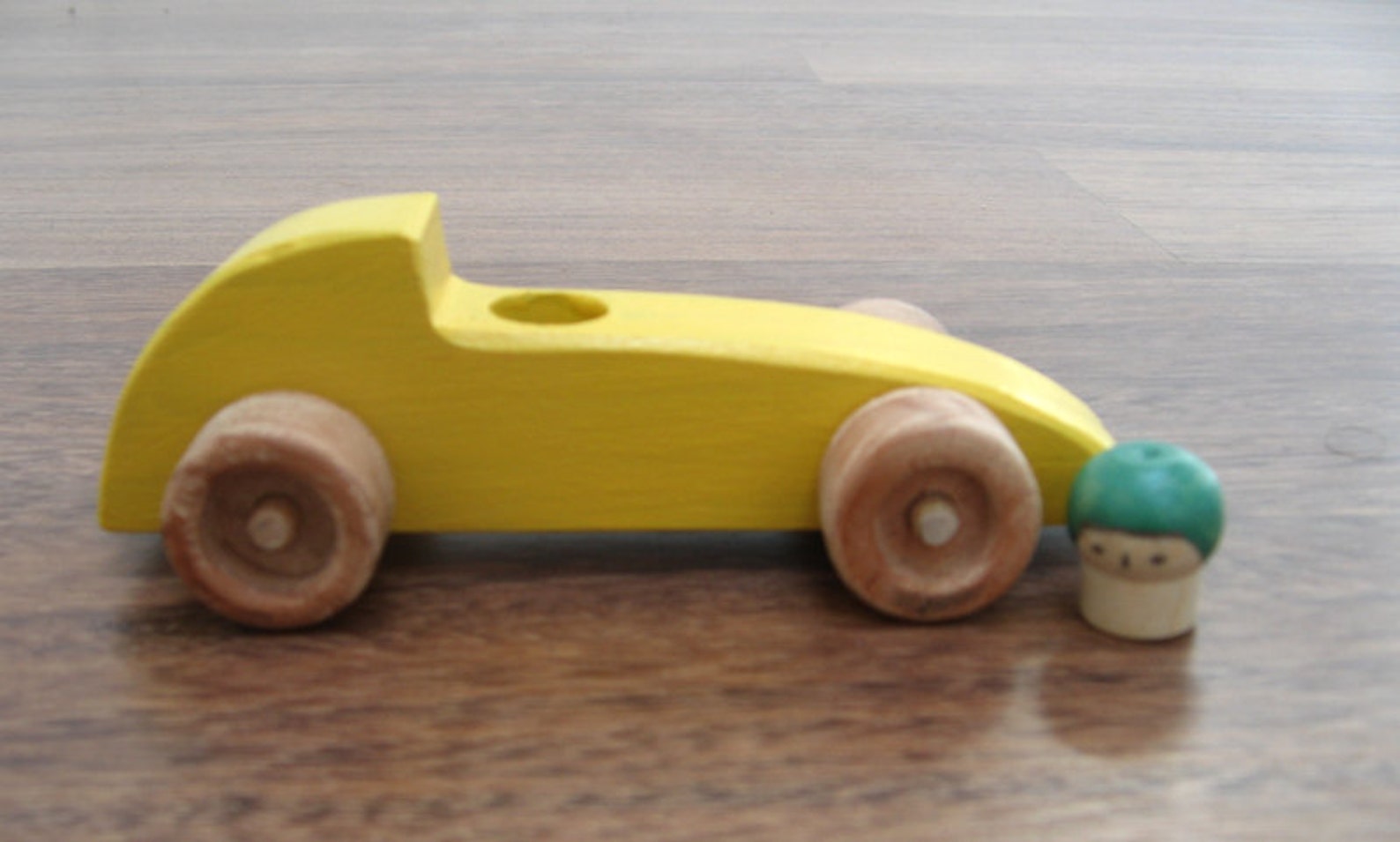 Wooden Sports Car Yellow Racing Car Toy Peg Driver With - Etsy