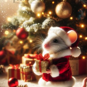 Set of 4 Cute Christmas Mice Mouse With Gifts Digital Image High Res ...