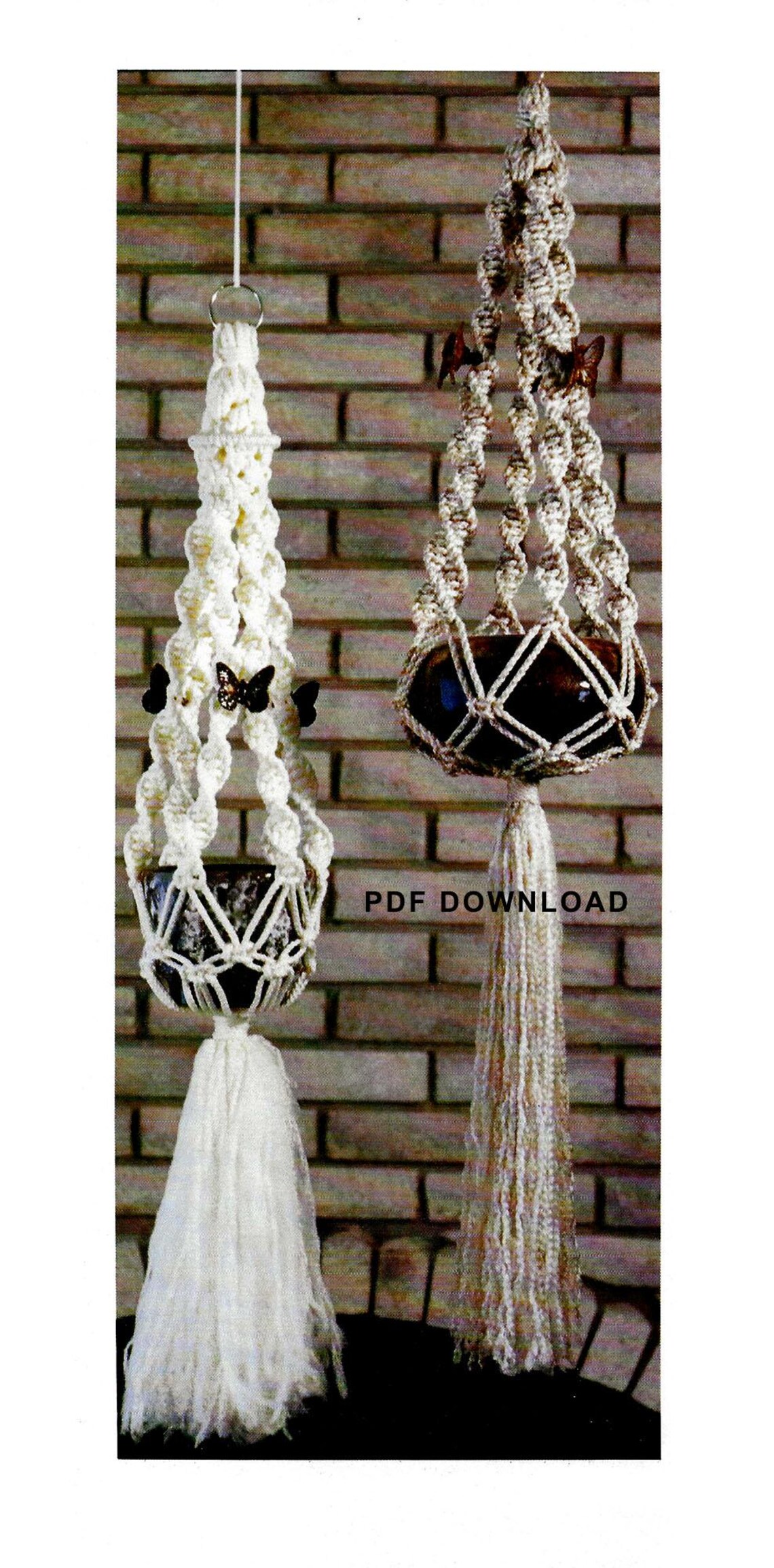 Vintage Macrame Hanging Pot Pattern - Touch of Spring - 40 Inches Long ...