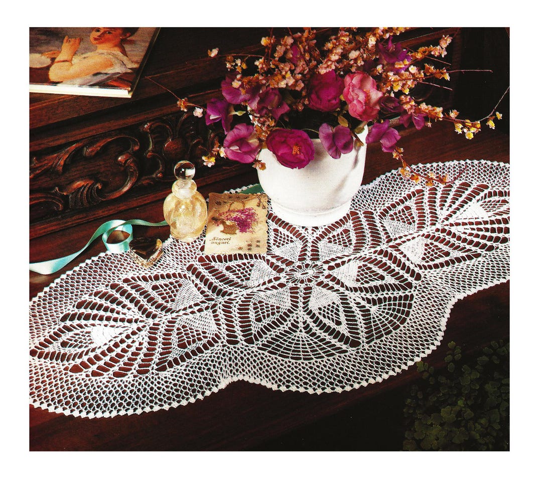 Unique Oval Style Crochet Doily Pattern - 28 1/2" X 14 1/2" - "wood ...