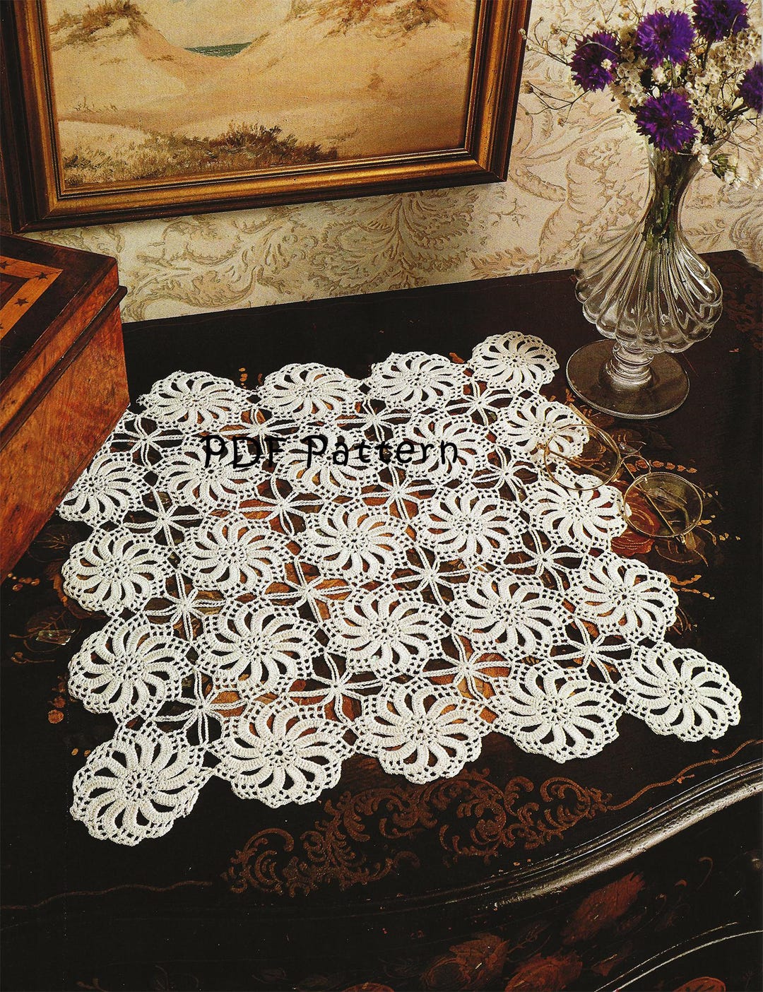 Crochet Square Table Mat Doily Pattern - 14" Square - Motif Patterns ...