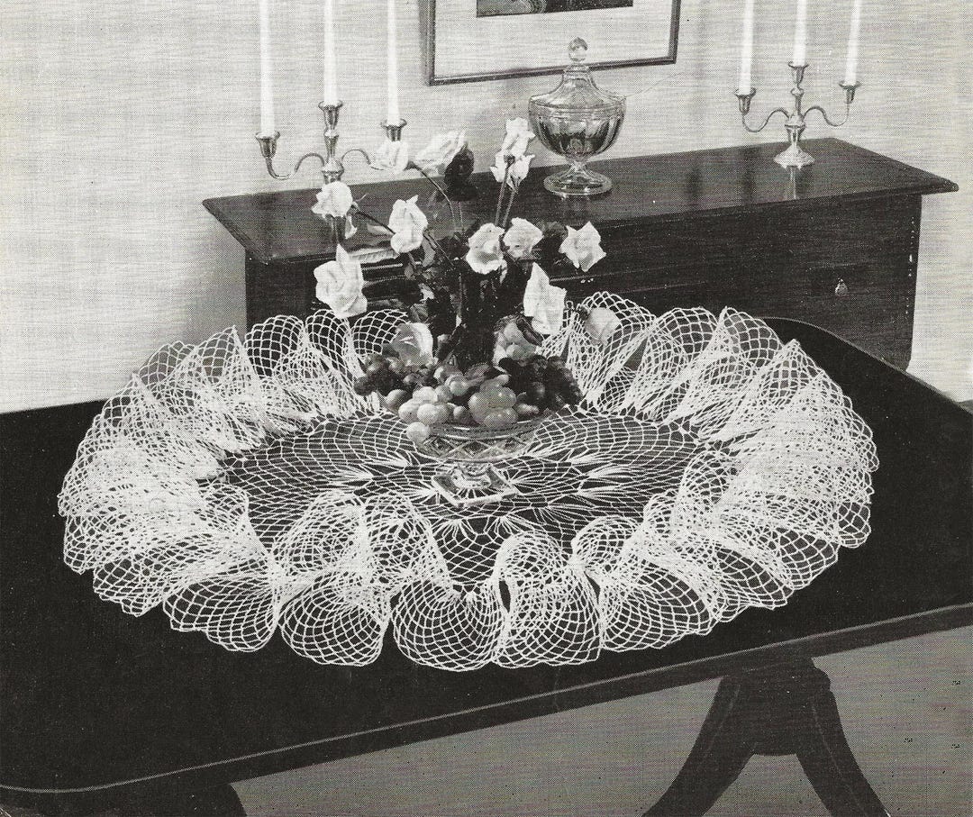 1948 Vintage Victorian Crochet Oval Ruffled Doily Pattern - Victorian ...
