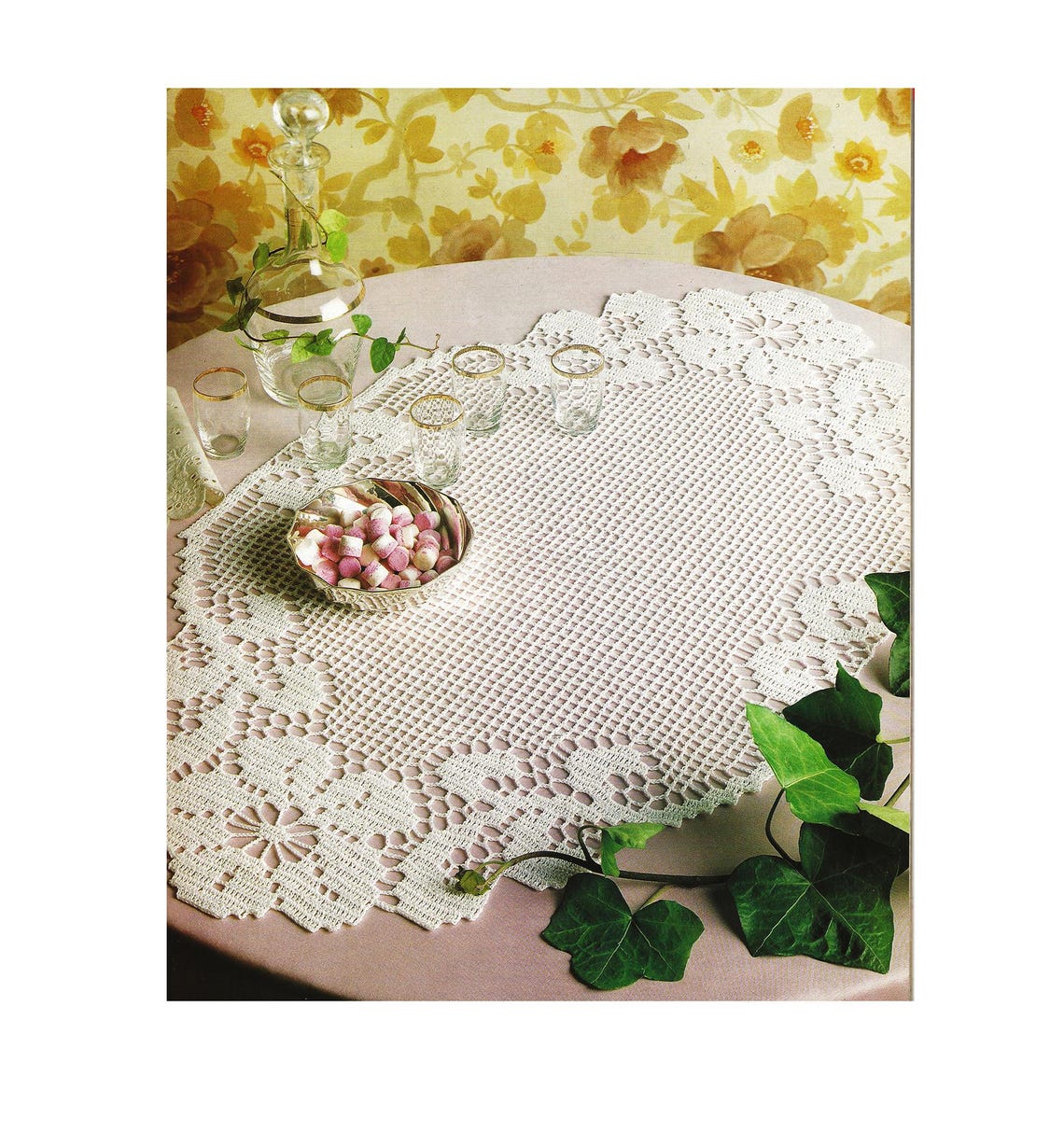 Lovely Oval Crochet Doily Pattern - 25 1/2" X 14 1/4" - Instant DIGITAL ...
