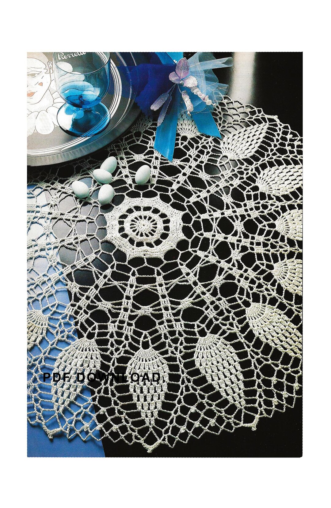 Elegant Round Crochet Doily Pattern - 21 1/2" in Dia - "pineapple Wheel ...