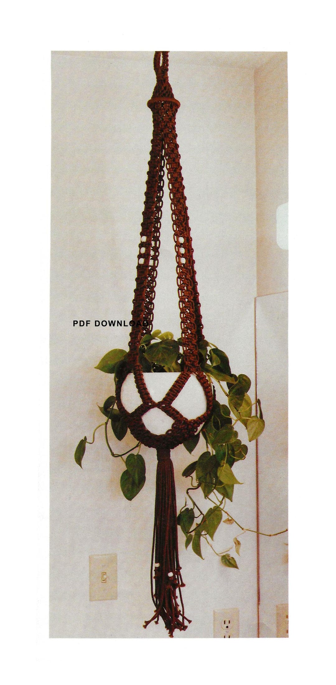 Vintage Macrame Hanging Pot Pattern - Ivy League- 4 1/2 Feet Long ...