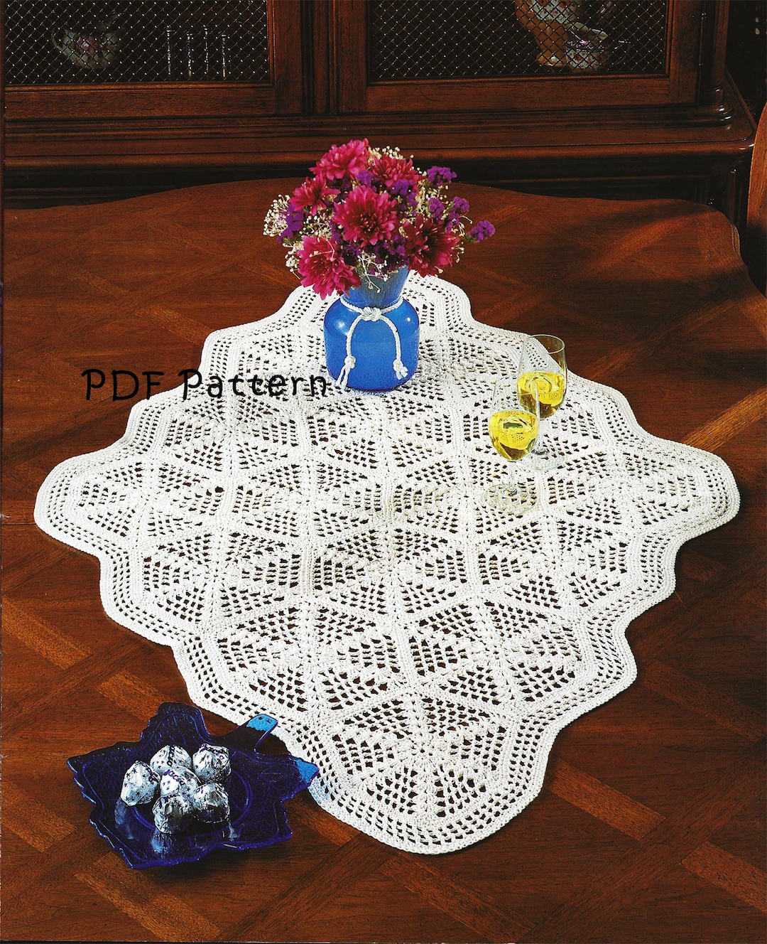 Unique Crochet Table Mat Doily Pattern - "lozenge Table Center" - Motif ...