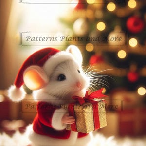 Set of 4 Cute Christmas Mice Mouse With Gifts Digital Image High Res ...