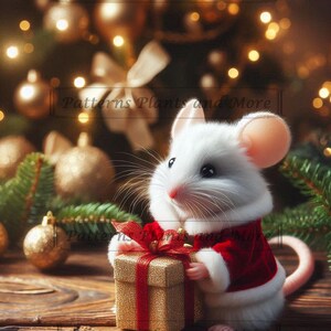 Set of 4 Cute Christmas Mice Mouse With Gifts Digital Image High Res ...