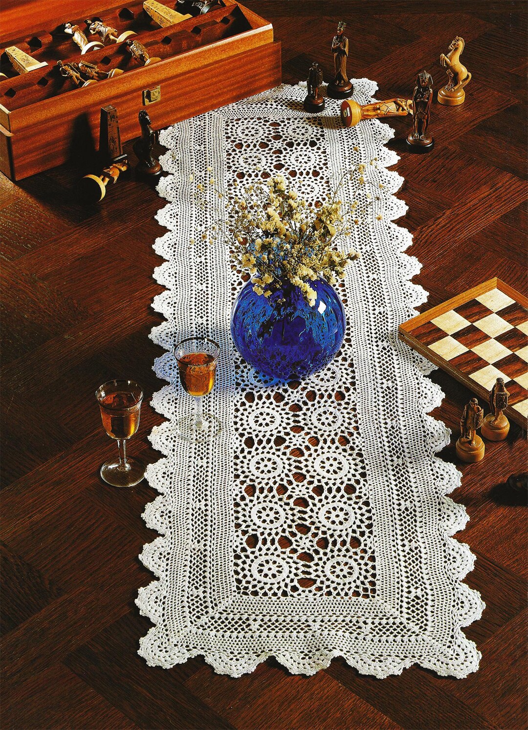 Crochet Table Mat Long Runner Doily Pattern - 41 1/2" Long | Instant ...