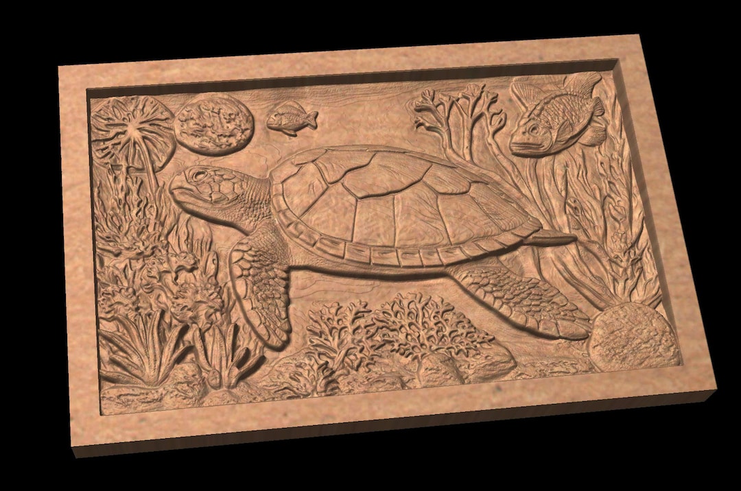 Sea Turtle in the Ocean, STL Model, CNC Router, Art, Wall Decor, CNC ...